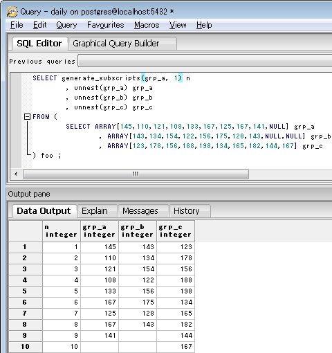 PostgreSQL 9.4 で unnest … WITH ORDINALITY の例 : 研究に使うポスグレ